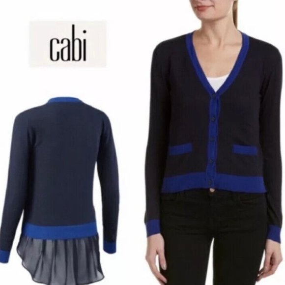 CAbi | Sweaters | Cabi Michelle Cardigan Blue Button Front Layered ...